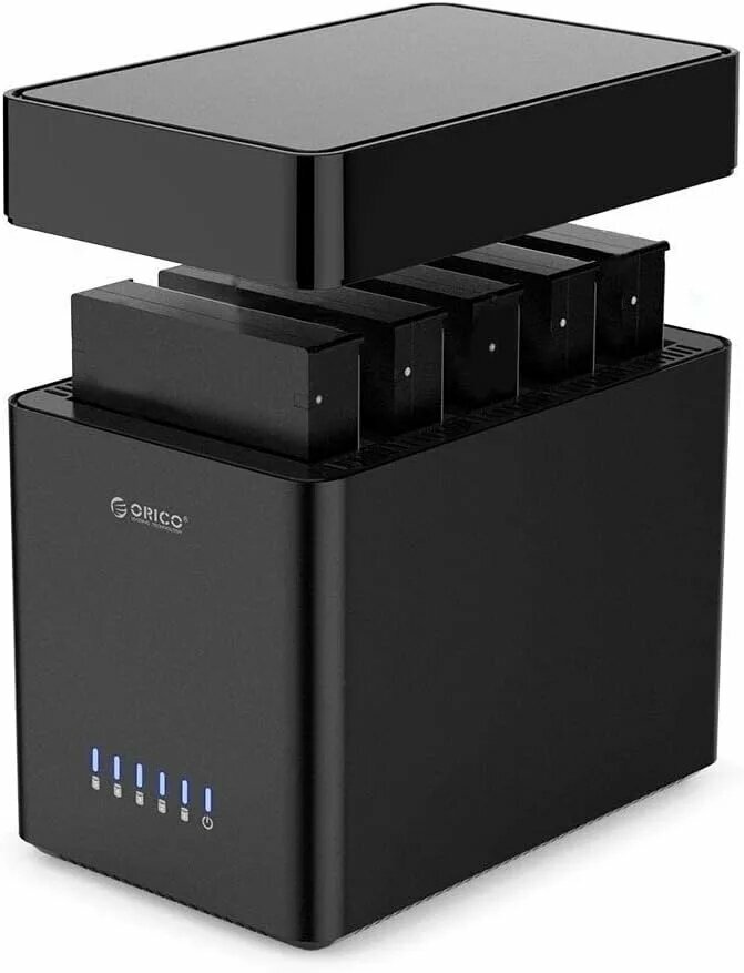 5 Bay 3,5"/2.5" SATA Док-станция До 90ТБ Type-В До 5 Гбит/с, Эффективное рассеивание тепла, интеллектуальный режим гибернации, Бездисковый