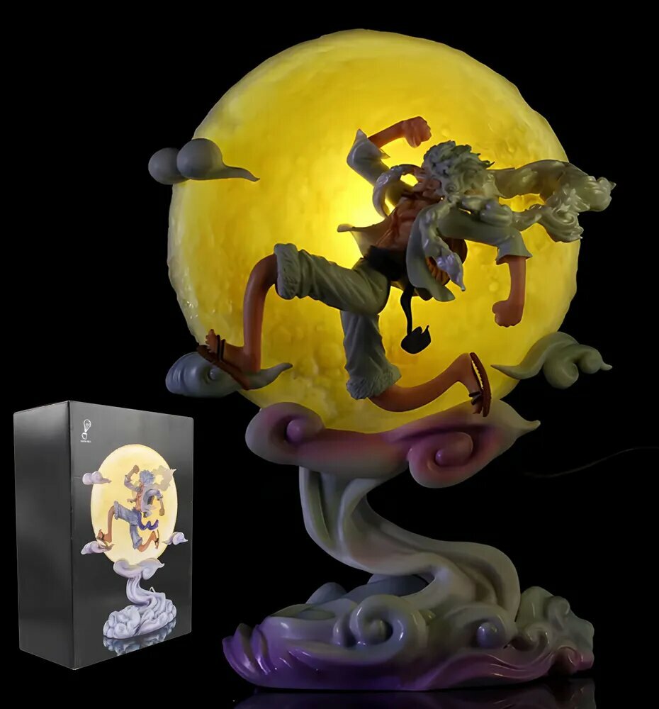 Фигурка Ван Пис Ника Луффи Бог Солнца с Луной / One Piece Nika Luffy (28см) с подсветкой