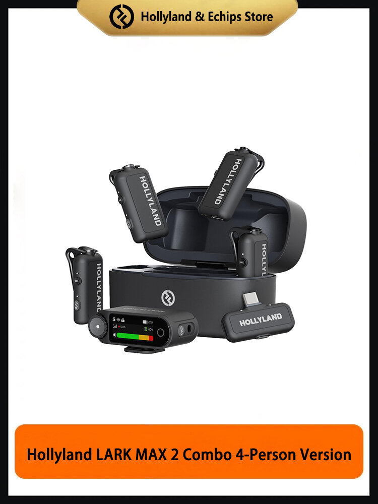 Hollyland Lark Max 2 Combo 4-Person Version, Беспроводной петличный микрофон для мобильного устроиства
