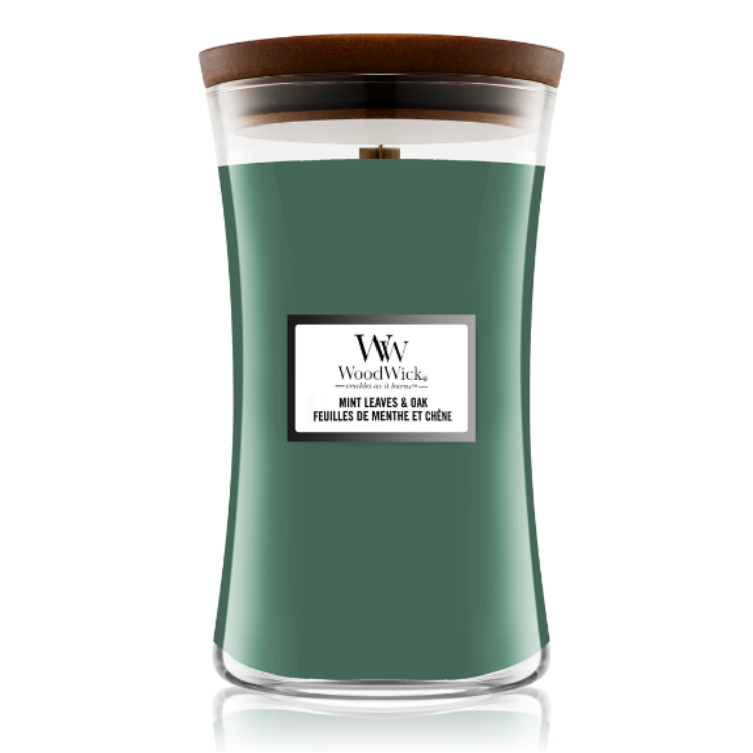 Ароматическая свеча WoodWick "Листья мяты и дуб/MINT LEAVES & OAK", большая