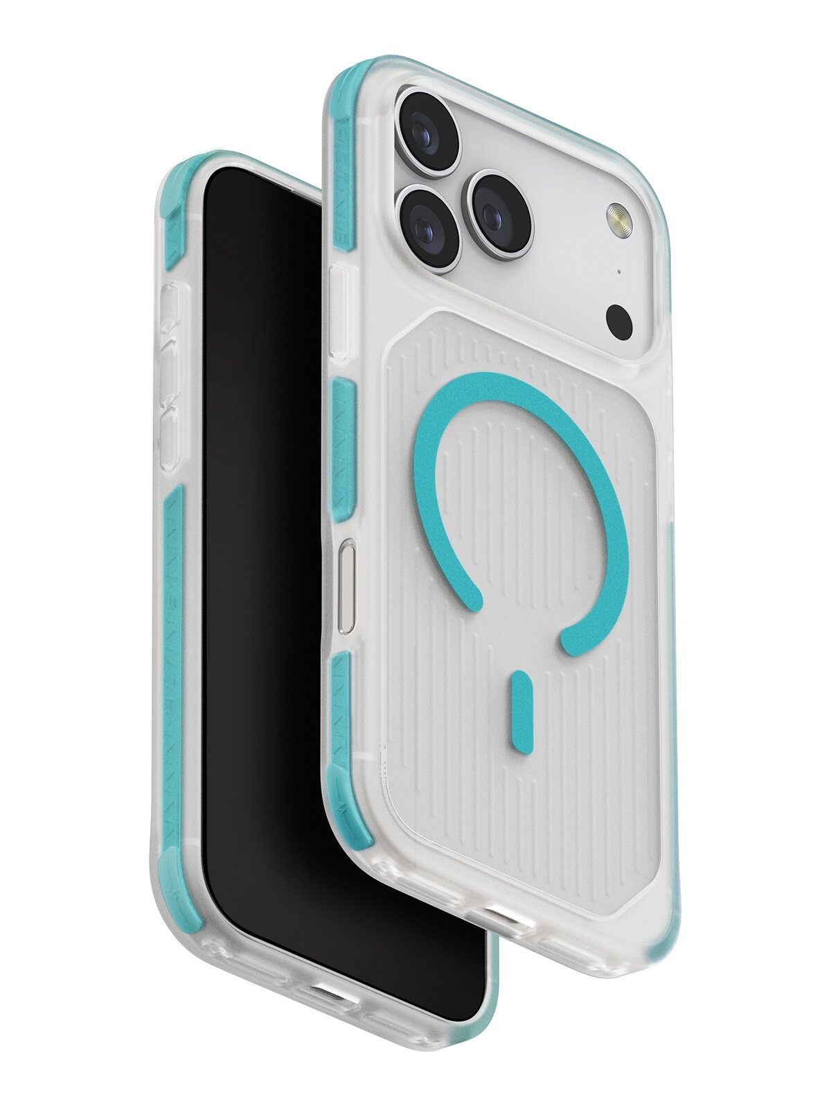 Uniq ударопрочный чехол с MagSafe для iPhone 17 Pro Max, Combat Active Frost Clear/Turquoise