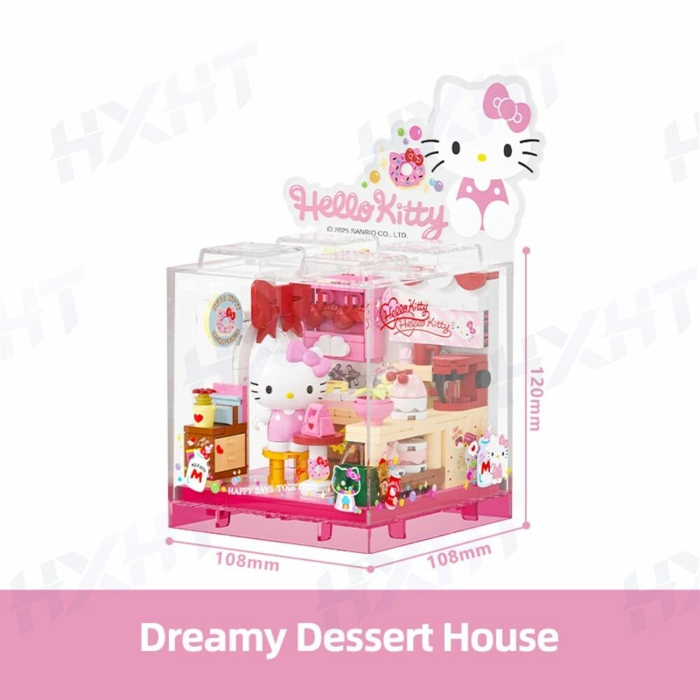 Wonder Moon Hello Kitty/Куроми/Помпурин: "Десертный Домик" Конструктор Пекарня Милая Настольная Игрушка
