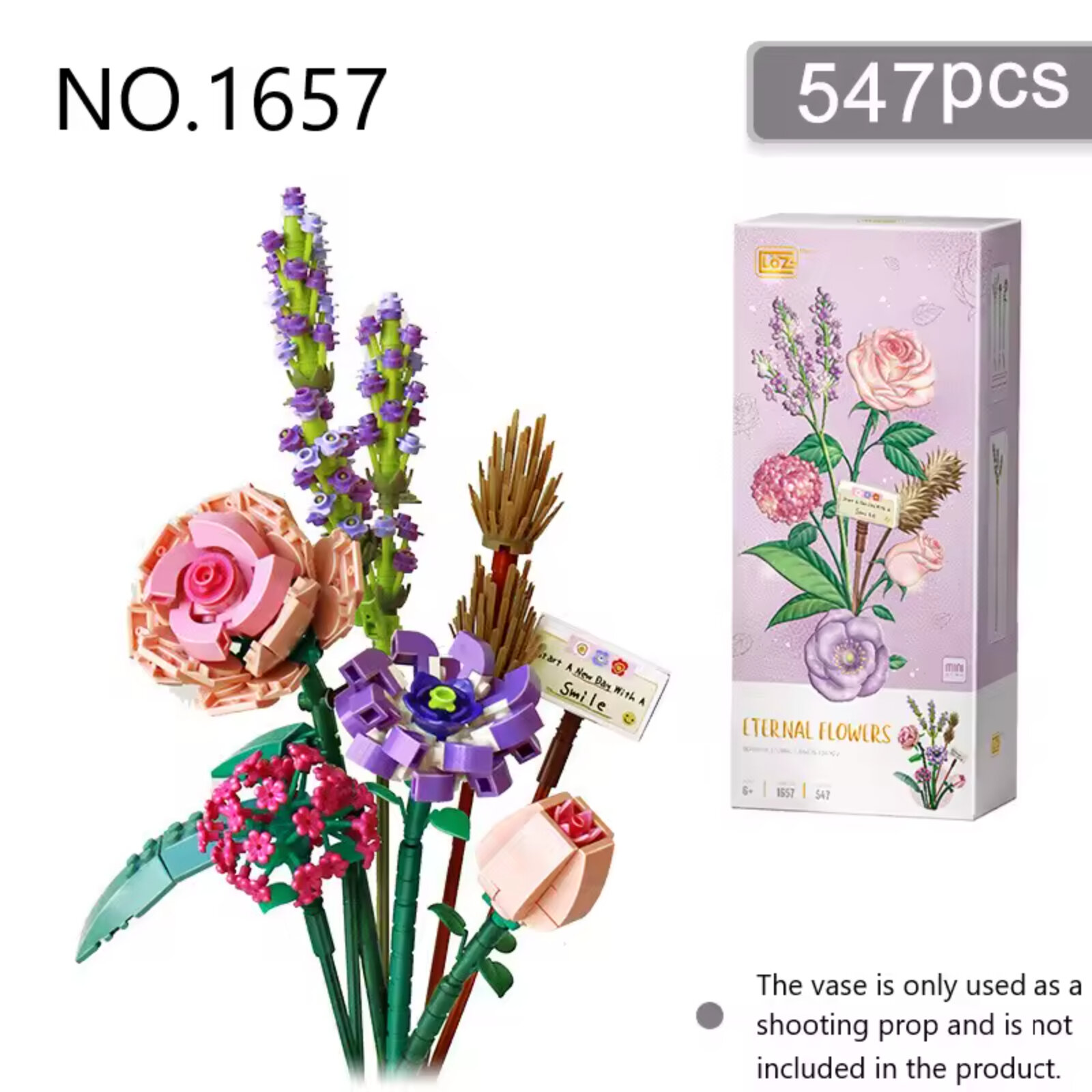 Кирпичный букет мини-кирпичи, подарок для девочек, мелкие детали для сборки из строительных блоков, пластиковые кирпичи, подходит для возраста 6 лет и старше, использовать под присмотром взрослого, не подходит для детей до 3 лет из-за возможного