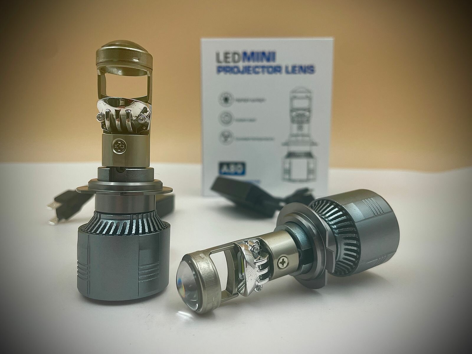 Светодиодные Мини линзы H7 для Lada Priora / Лада Приора / Led линованные лампы для фар Н7