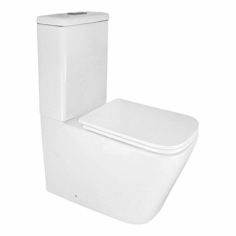 Унитаз напольный Azario Savia AZ-8303D-s белый, безободковый, с бачком, с крышкой микролифт