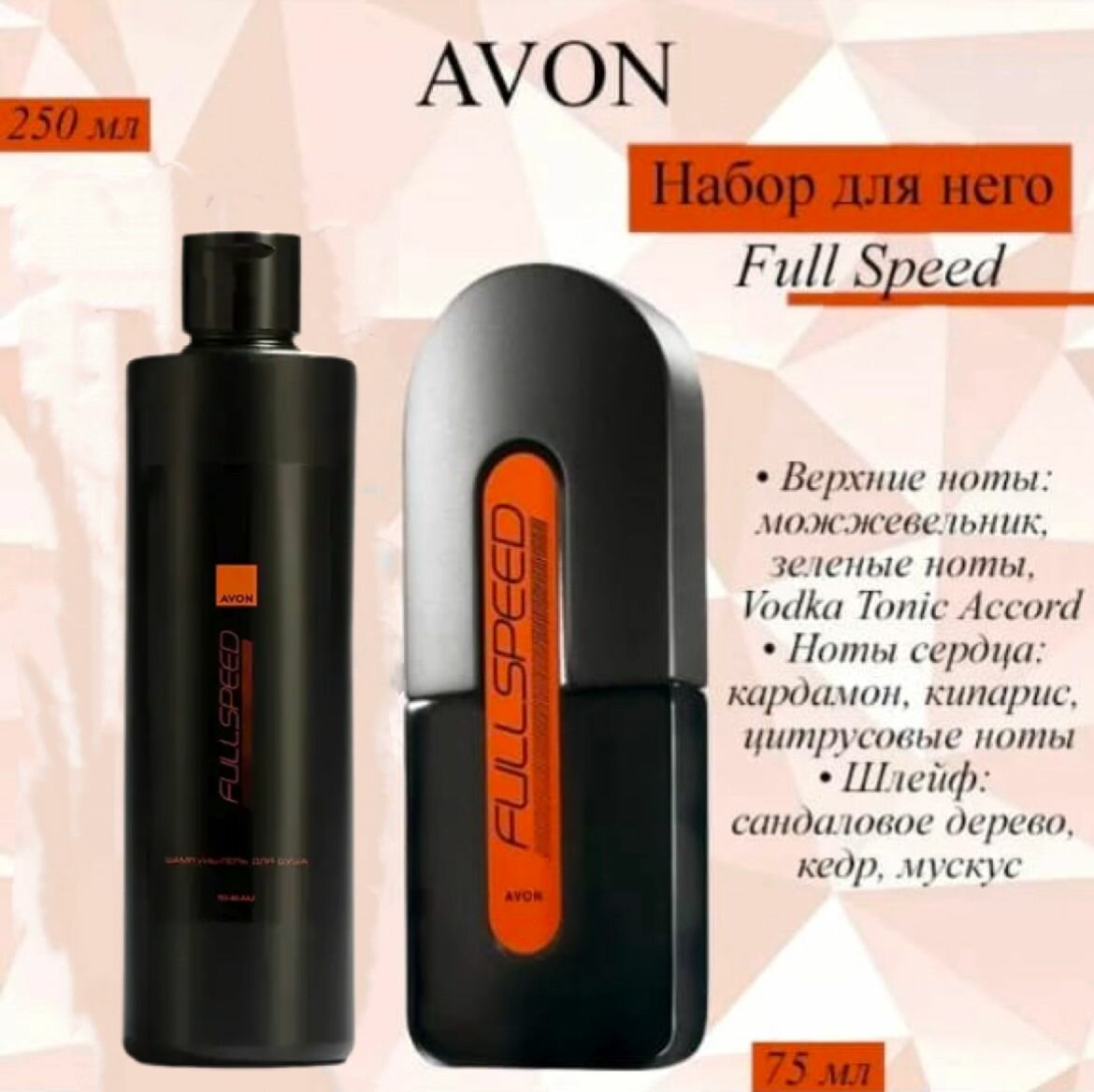 AVON/Эйвон Парфюмерный набор Full Speed (Фул Спид) Туалетная вода 75мл и Гель для душа 250мл