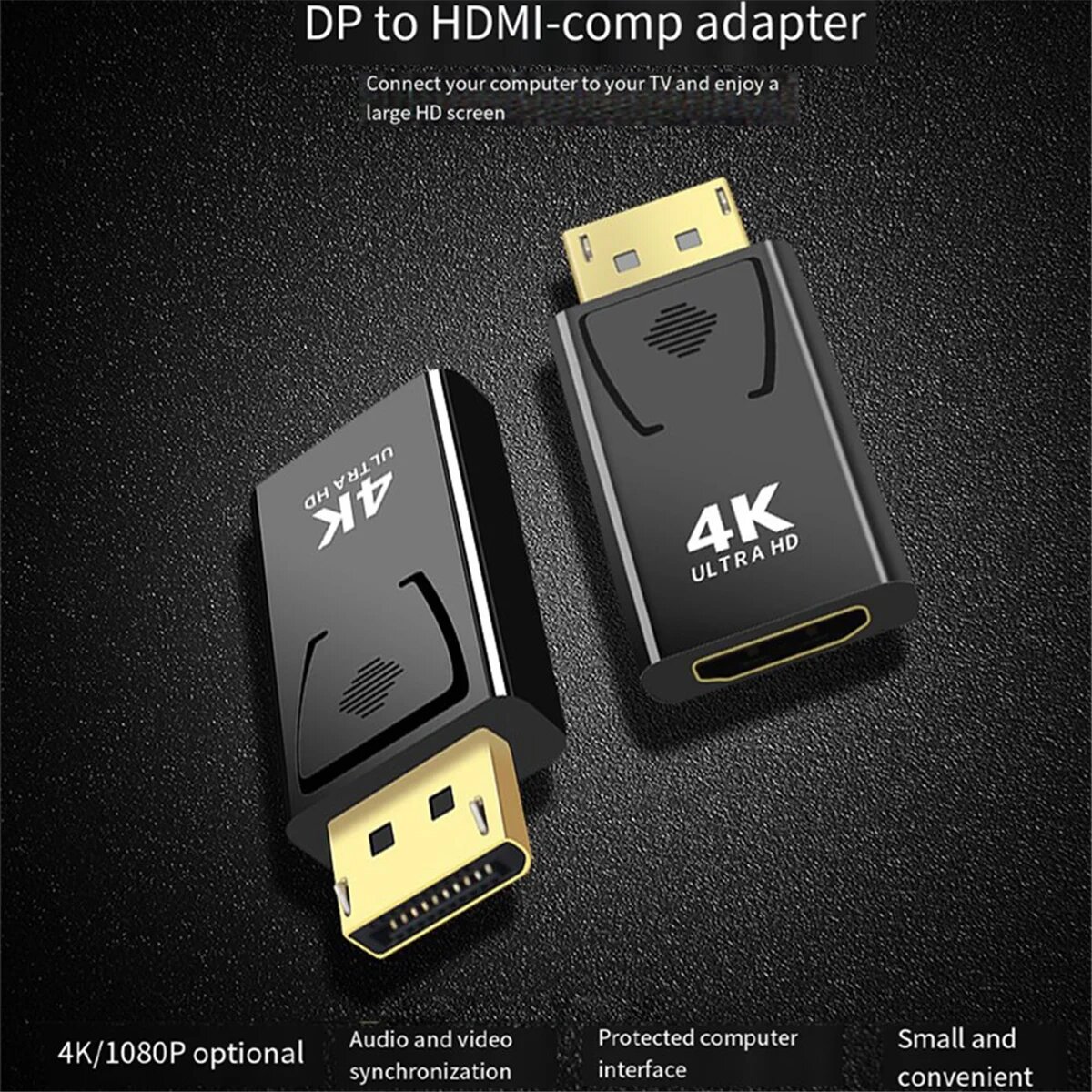 4K Dp-HDMI-совместимый видеоадаптер Displayport «папа» на HDMI-совместимый компьютерный ТВ-монитор конвертер для ПК ТВ DY