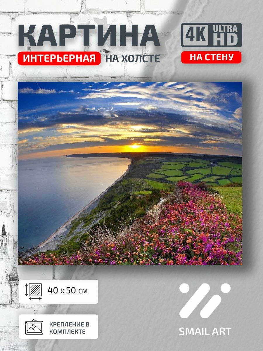 Картина на холсте интерьерная 40 на 50 на стену Обрыве Landscape для кафе пейзаж интерьер