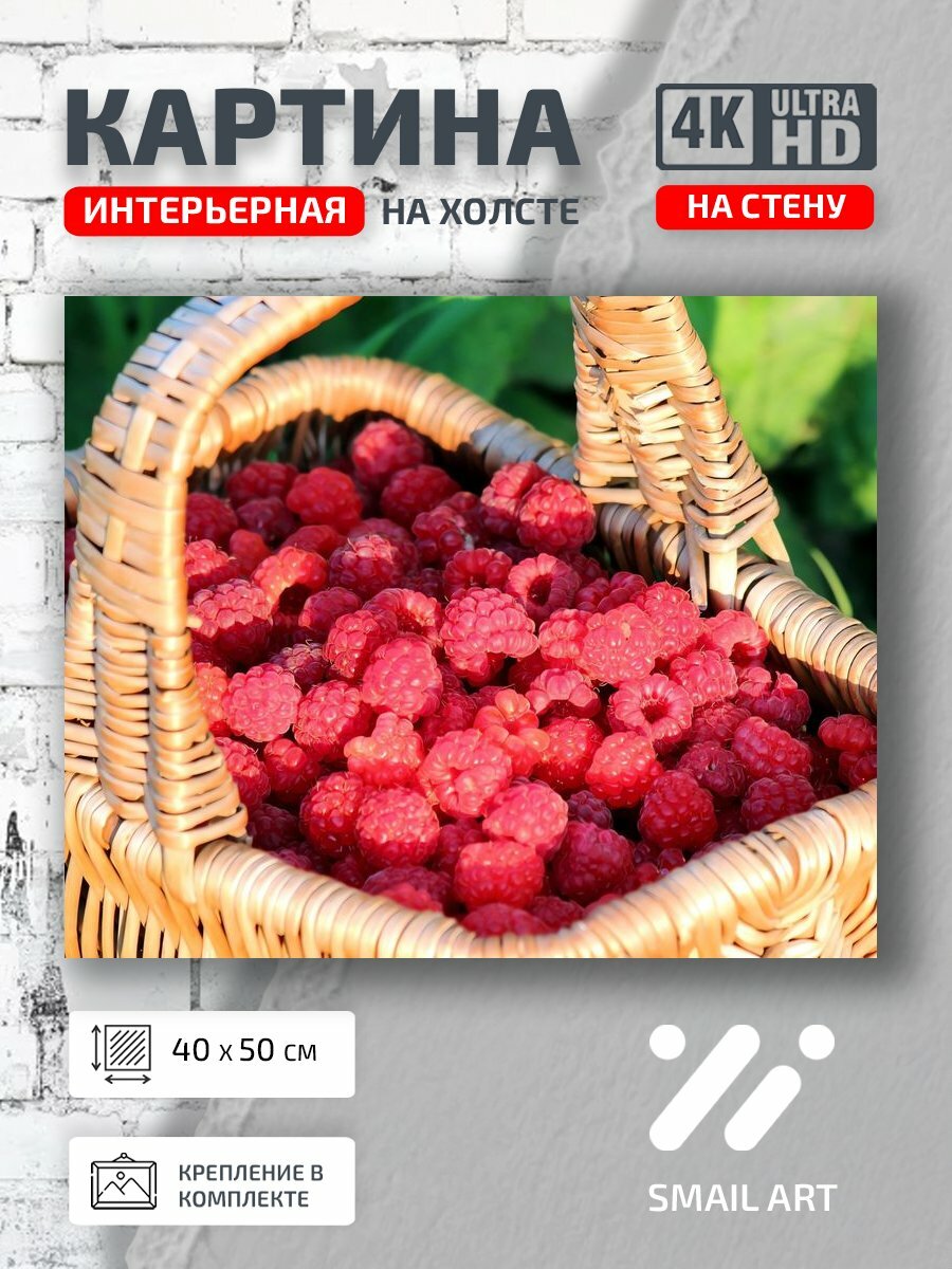 Картина на холсте интерьерная 40 на 50 на стену Корзина Food для офиса кулинария интерьер
