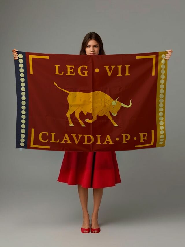 Флаг 7 Седьмого легиона Римской империи, 70х105 см на шёлке для ручного древка