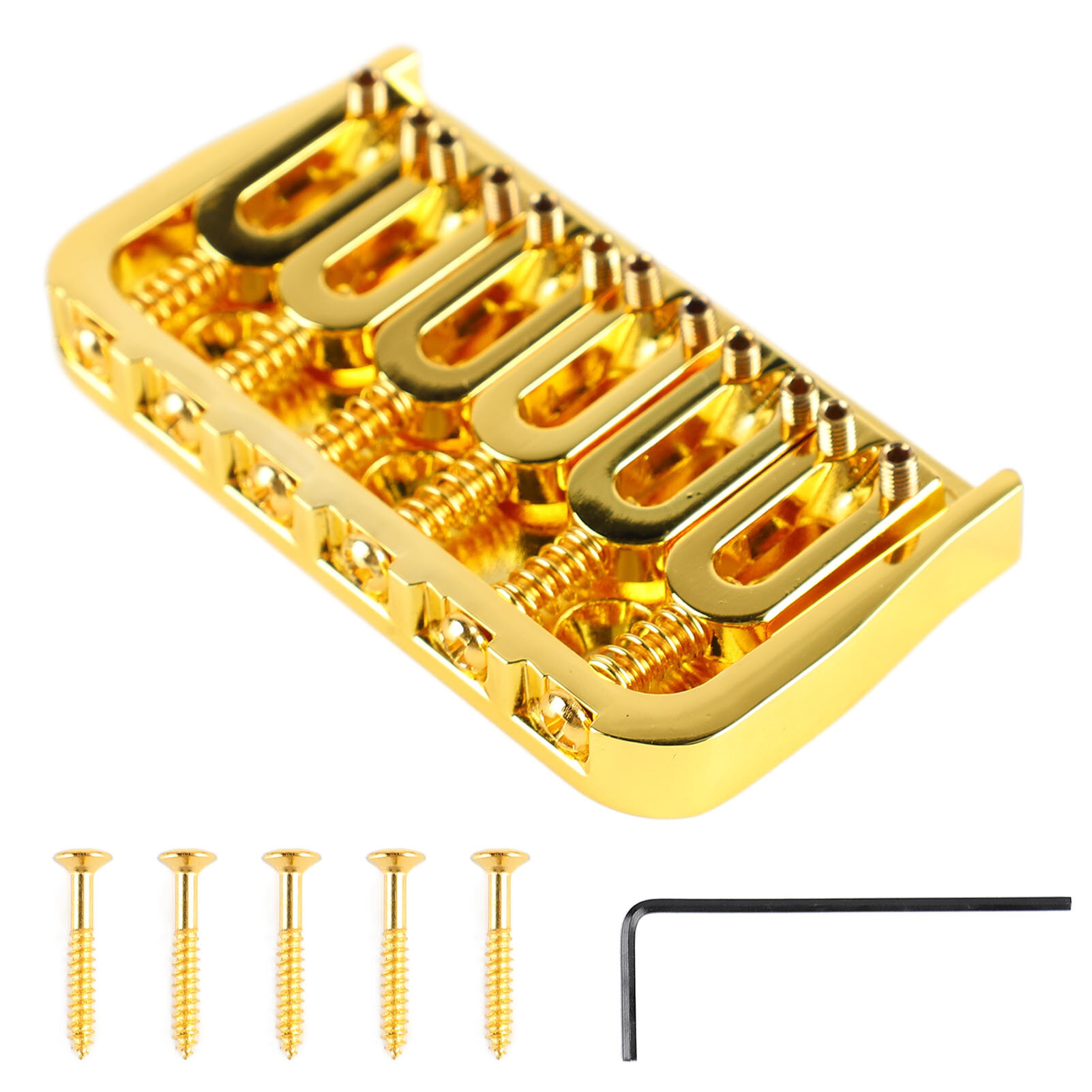 Electric Guitar Fixed Bridge Metal Adjustable Professional Replacement Gold with Screws
