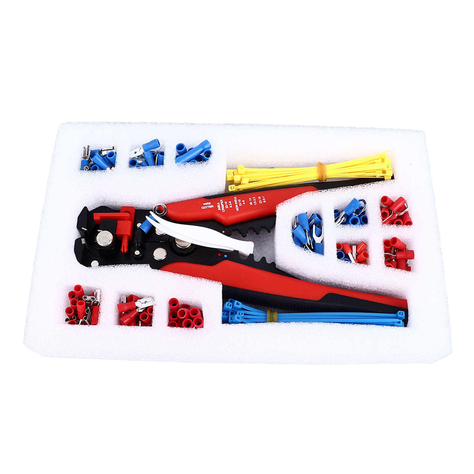 Набор инструментов для обжима проводов. Обжимной инструмент для проводов с кабельными стяжками. Клеммная колодка для подключения холодного и среднего давления.