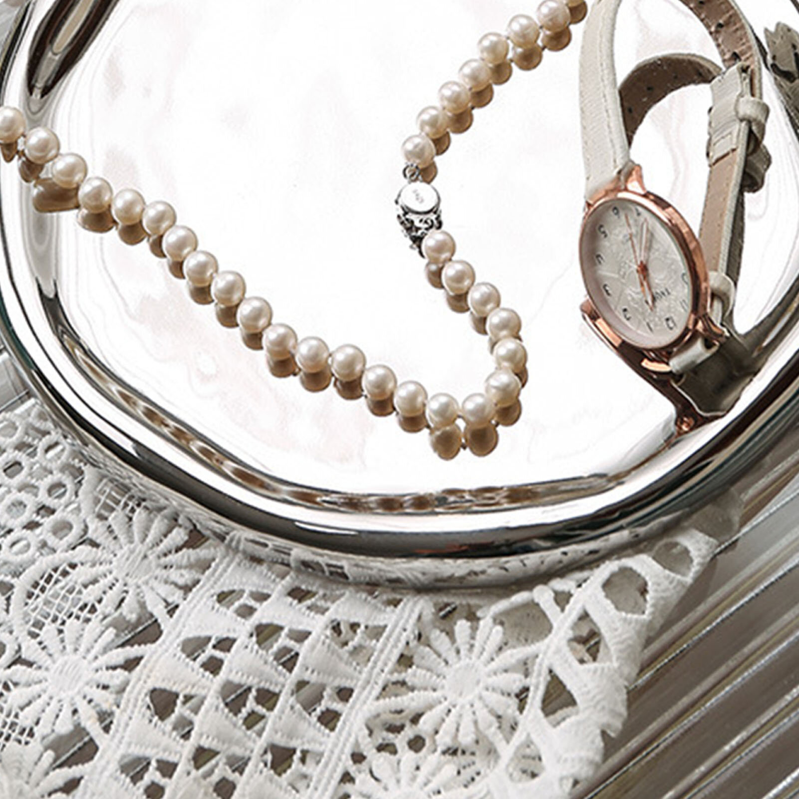 Тарелка для ювелирных изделий, керамический глянцевый внешний вид, простой современный стильный лоток для хранения для домашнего подарка, серебряный круглый