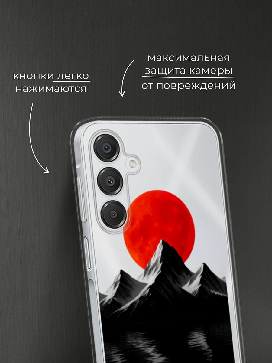 Чехол на Samsung Galaxy A16 / Самсунг А16 с принтом Черная гора, прозрачный — фото 1