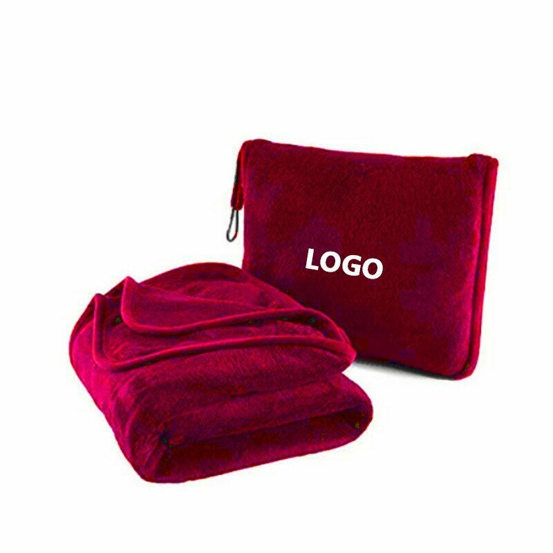 Фланелевое одеяло-подушка 2-в-1, дорожное одеяло, плед, портативное съемное одеяло для самолета, коралловое флисовое одеяло