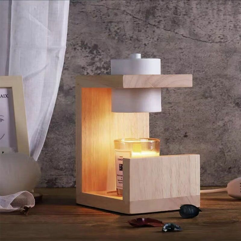 Японский стиль минимализма, ароматерапевтическая лампа для плавления воска из натурального дерева, таймер, регулируемая яркость, лампа для свечей без пламени, подарок в стиле дзен, лампа для плавления воска