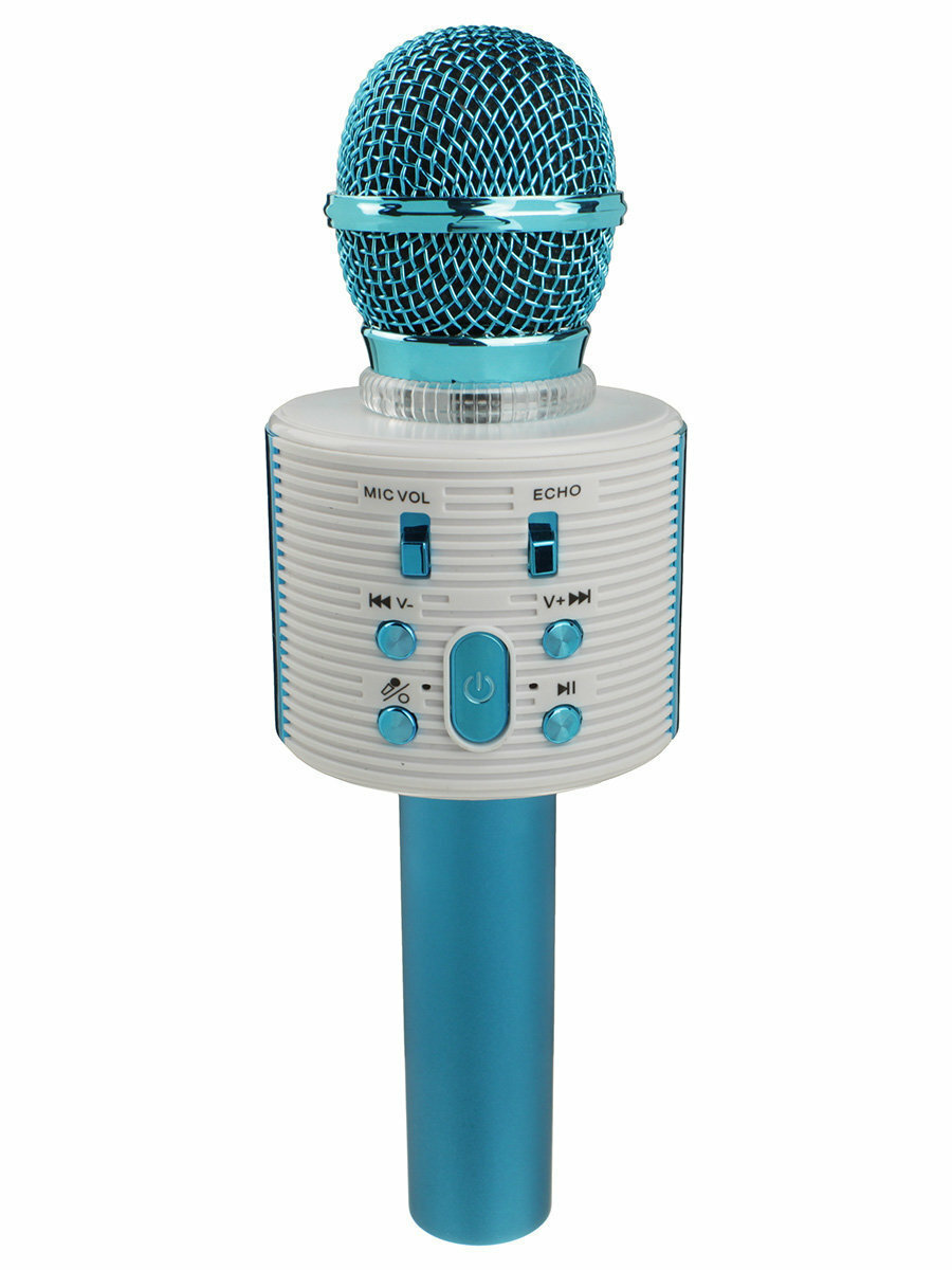 Микрофон караоке V6 Magic Karaoke c Bluetooth, голубой