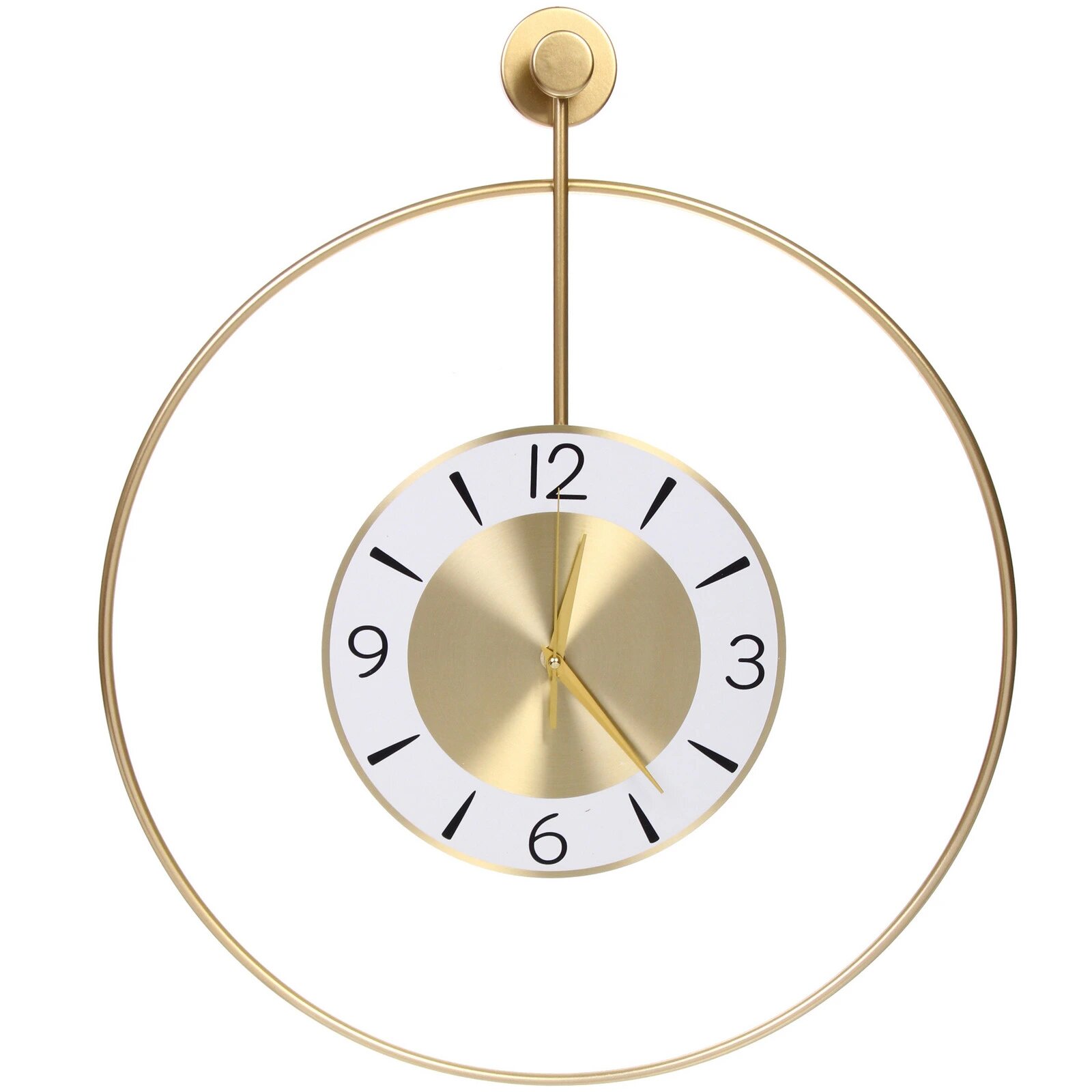 Часы настенные «LOFT HOME» 50 см, круг, золотистый, металл, белый циферблат, бесшумный ход