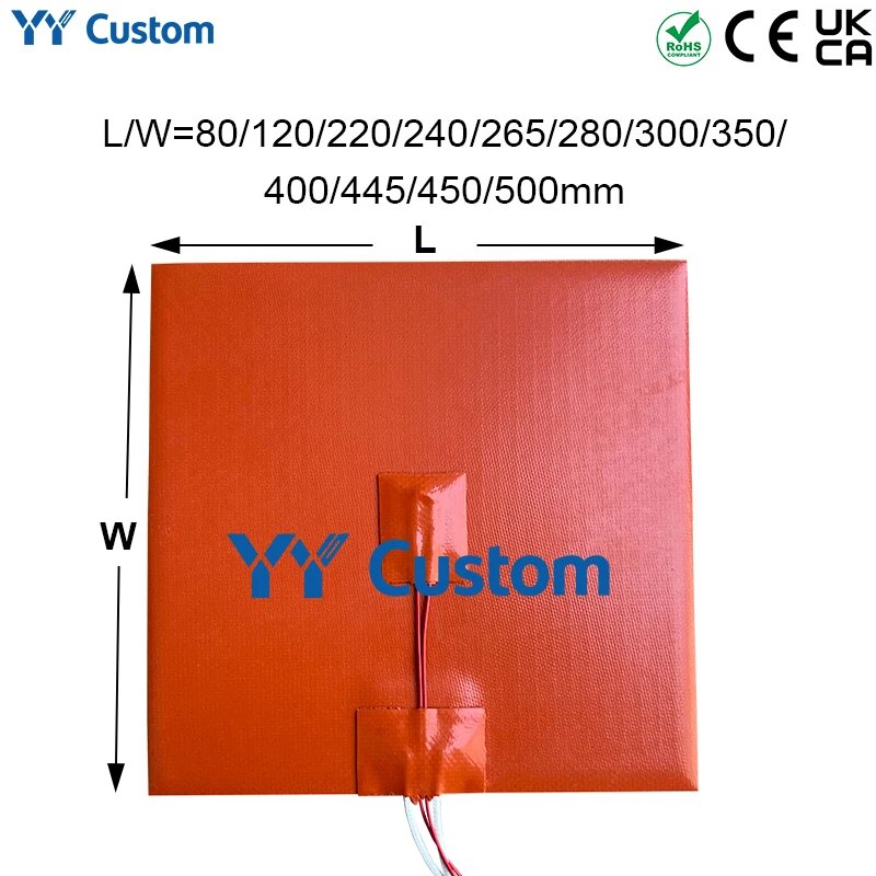 Силиконовый нагреватель для 3D-принтера 220v, 300x300mm 450w