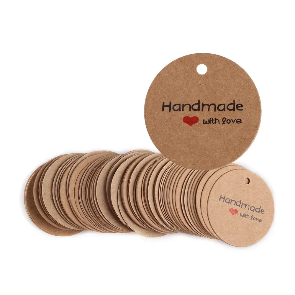 Крафт-бирки "Handmade with love", 50 шт, цвет A