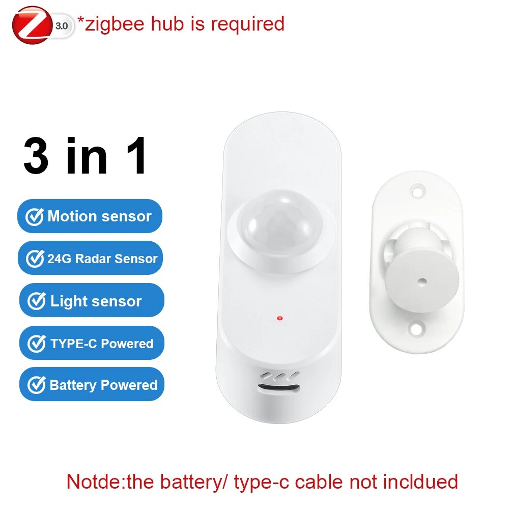 Haozee 24G Zigbee датчик присутствия Presence 3in1