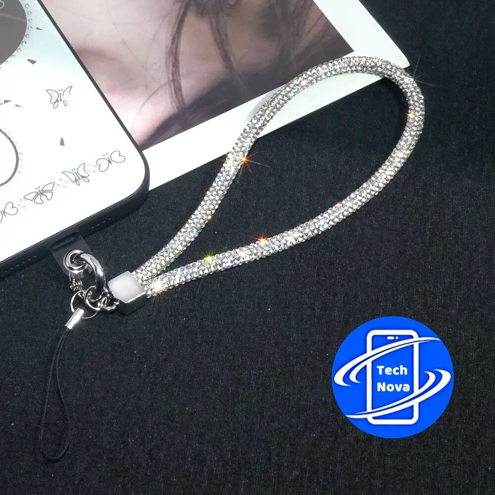 Ремешок для телефона со стразами и защитой от потери