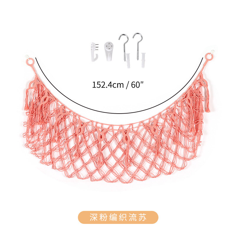 Кросс-бордерная ручная плетеная сетка для хранения игрушек, цветная хлопковая веревка, детская настенная угловая сетка для хранения, подвесная органайзер-сумка