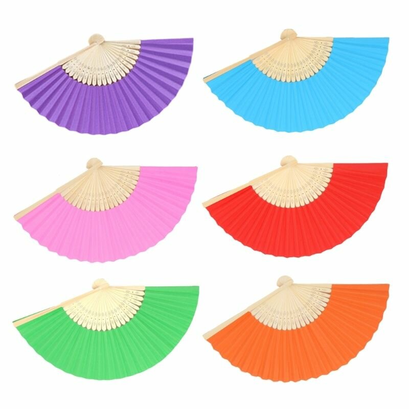 Комбинированный набор женских складных ручных вееров из 6 предметов-цветной складной веер