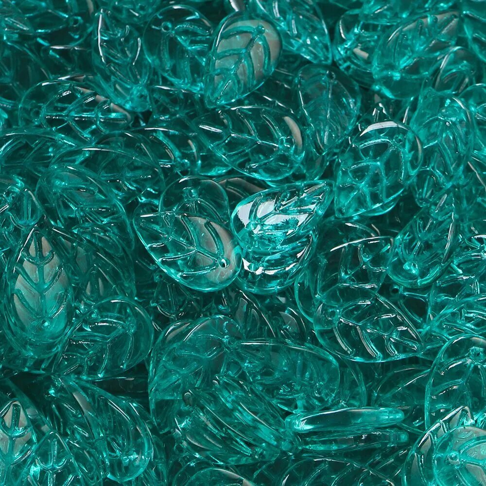 Бусины для рукоделия "Листочки" 18x11мм стекло, зеленый 04 цвет, 30 штук