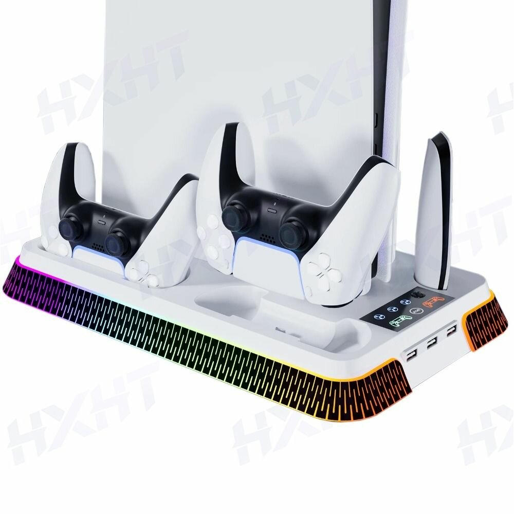 PlayStation 5/PS5 Slim/PS5 Pro Зарядная Док-станция С Охлаждением Вертикальная Док-станция С RGB-подсветкой, Зарядкой Для Контроллеров