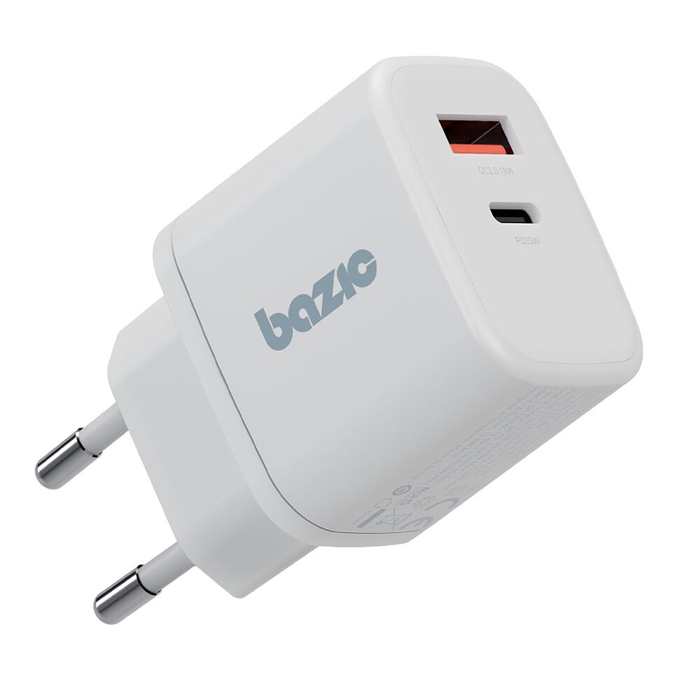 Energea сетевое зарядное Bazic GoPort Velox GaN35, USB-C PD35 +USB-A QC3.0, Vanilla