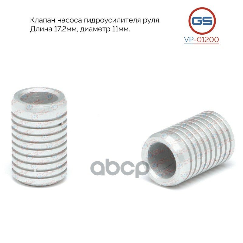 VP-01200 Клапан насоса гидроусилителя руля. Длина 17.2мм, диаметр 11мм. Volvo S40 II (MS) 2004-, Volvo V50 (MW) 2004-, Volvo .