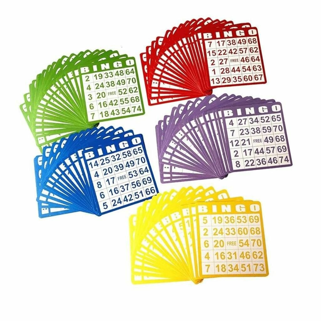 1 набор из 100 листов пятицветных карточек для игры в бинго