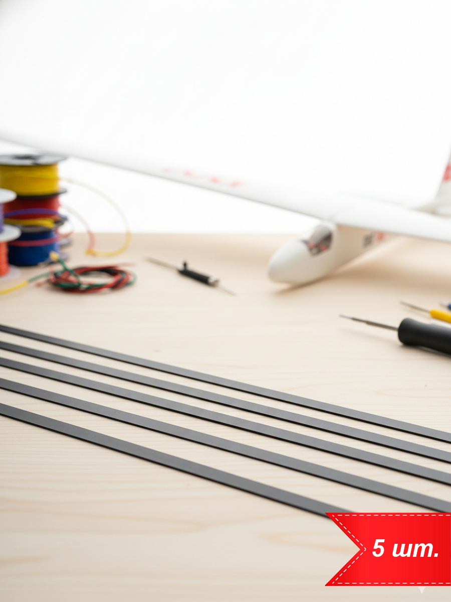 Карбоновая рейка 1 x 6 x 1000 мм для легких конструкций, упакован в пластиковую тубу (5 шт.)