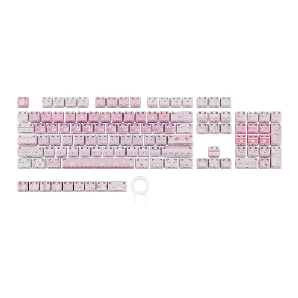 KiiBOOM Pink Meow Набор Клавиш ANSI US, 113 Клавиши, Профиль MAO, Материал ABS+PC, Бело-Розовый