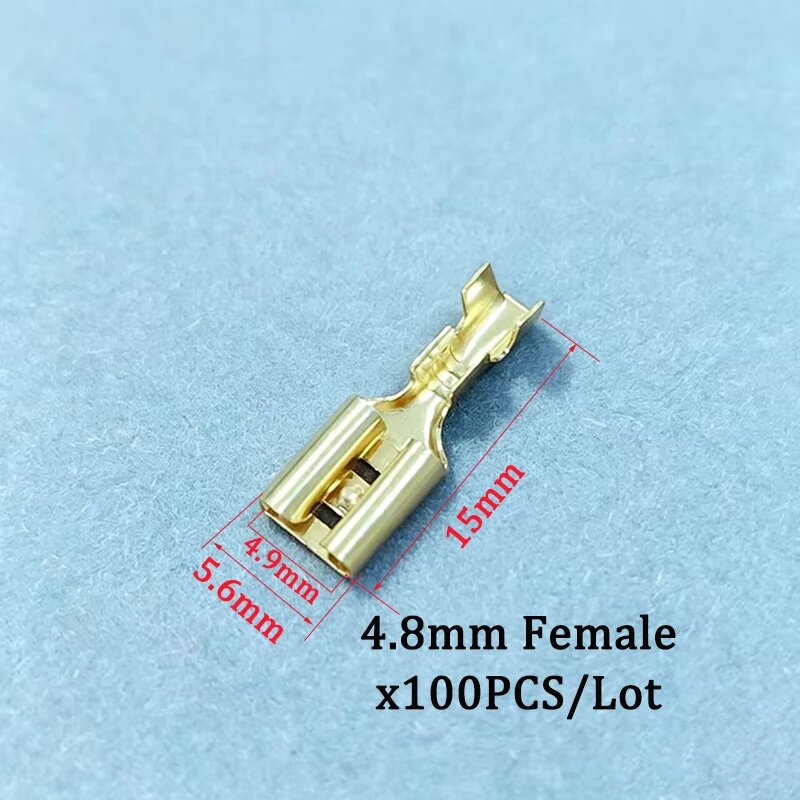 Клеммы 4.8 мм Female, латунь, 100шт, цвет 588
