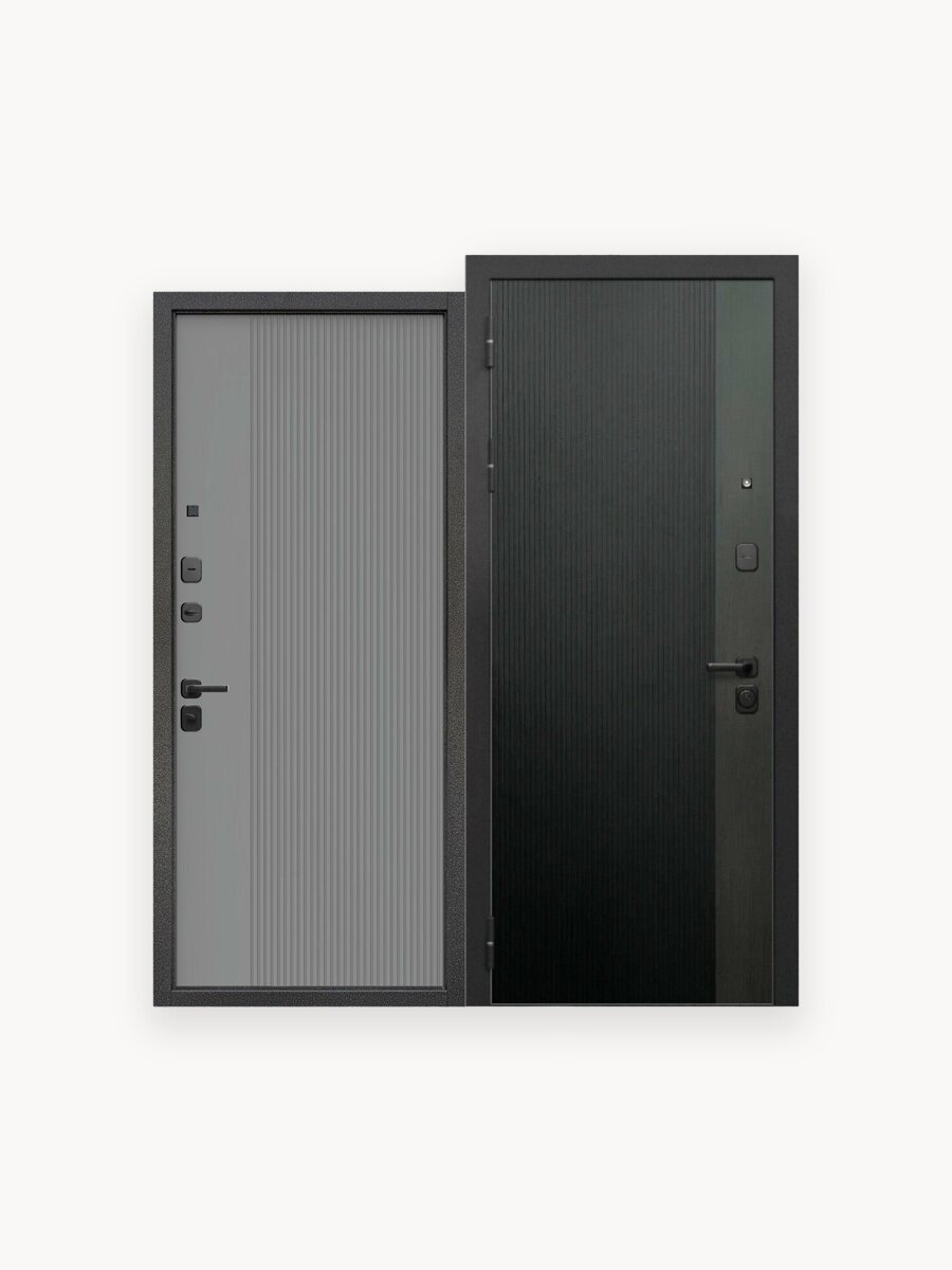 Входная дверь металлическая 9 см Вертикаль Серая МП 2050х860 Левая