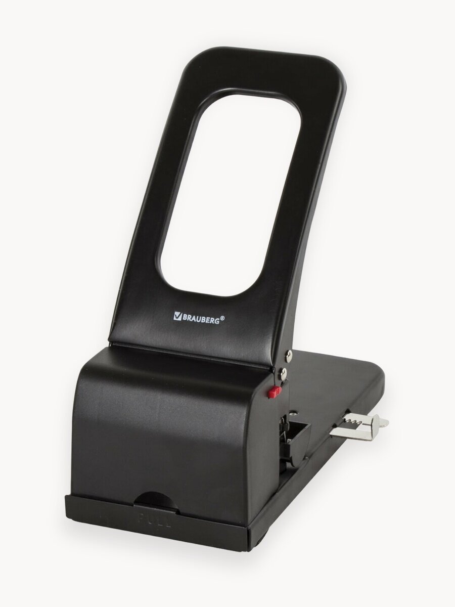 Дырокол для бумаги канцелярский металлический, мощный, до 100 л, черный, Brauberg Heavy Duty, 226869