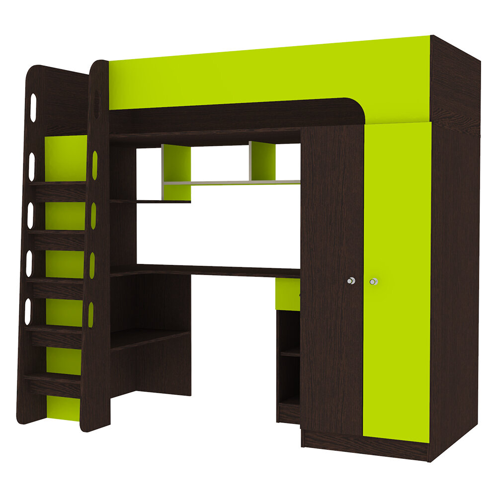 Кровать чердак Астра 10 Венге Лайм