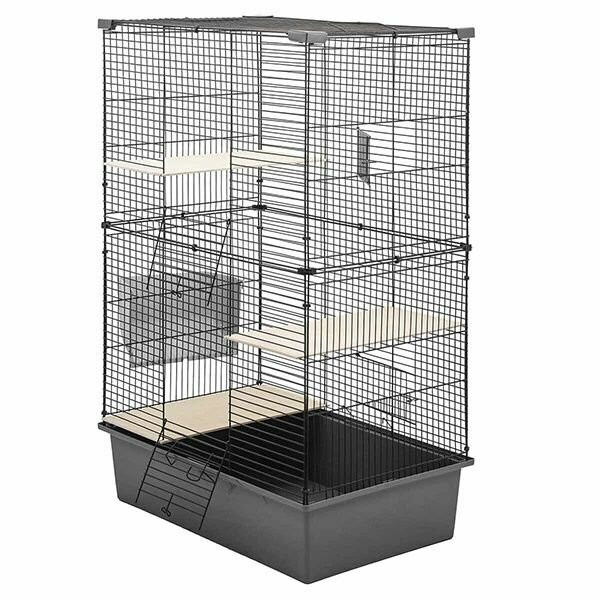 Клетка для шиншилл Дарэлл "Craft 60", 2 этажа, разборная, 58х40х65,5 см, серо-черная, в коробке