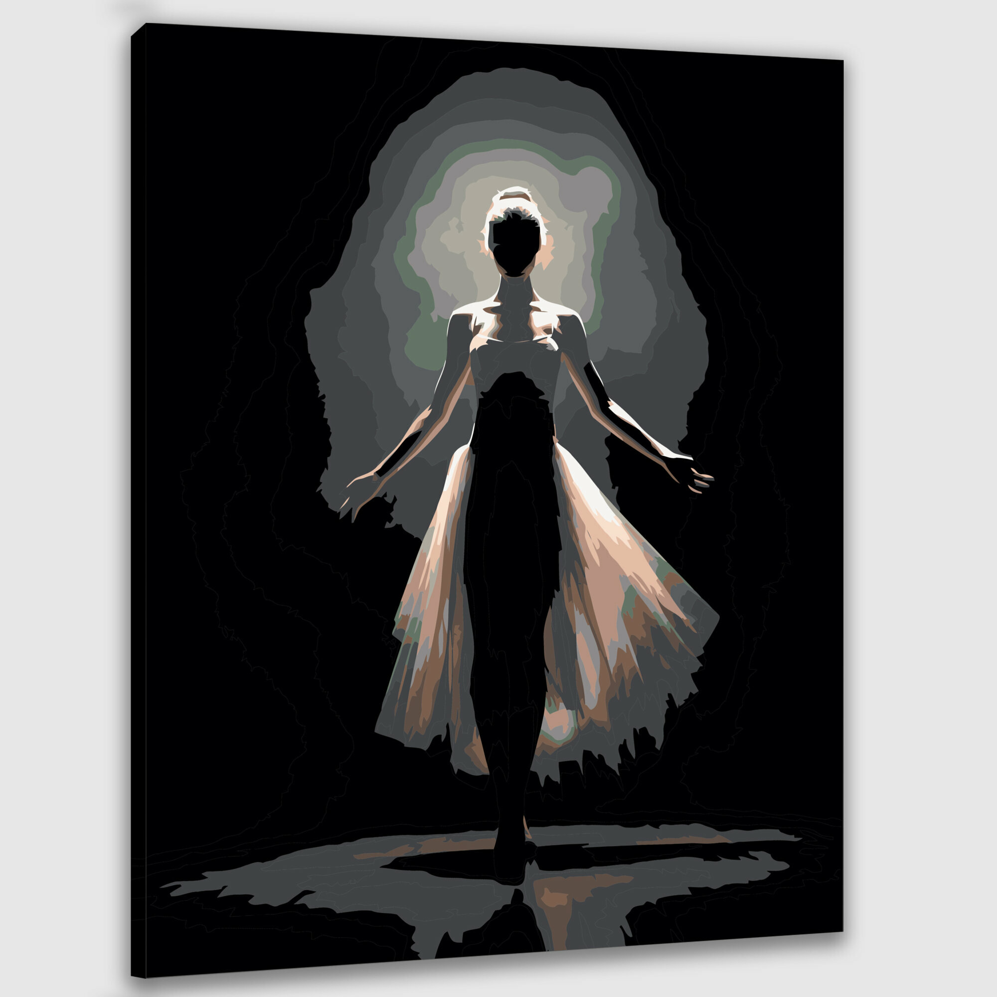 Картина по номерам 40x50 см, балерина, эмоции, фотография, лицо, прожектор, соло, сцена, освещение, черты, танцовщица