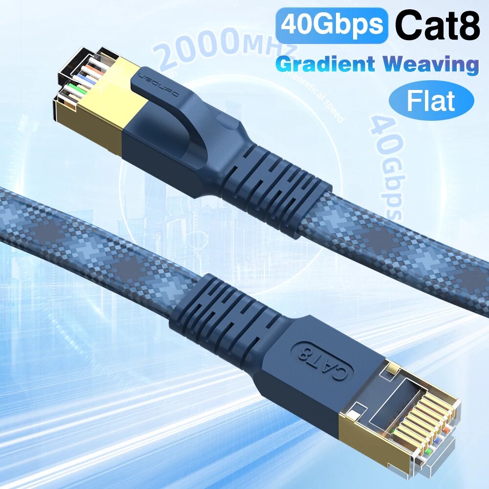 UGOURD Ethernet-кабель CAT8 градиентный 40 Гбит/с Cat 8 Flat, 1 м