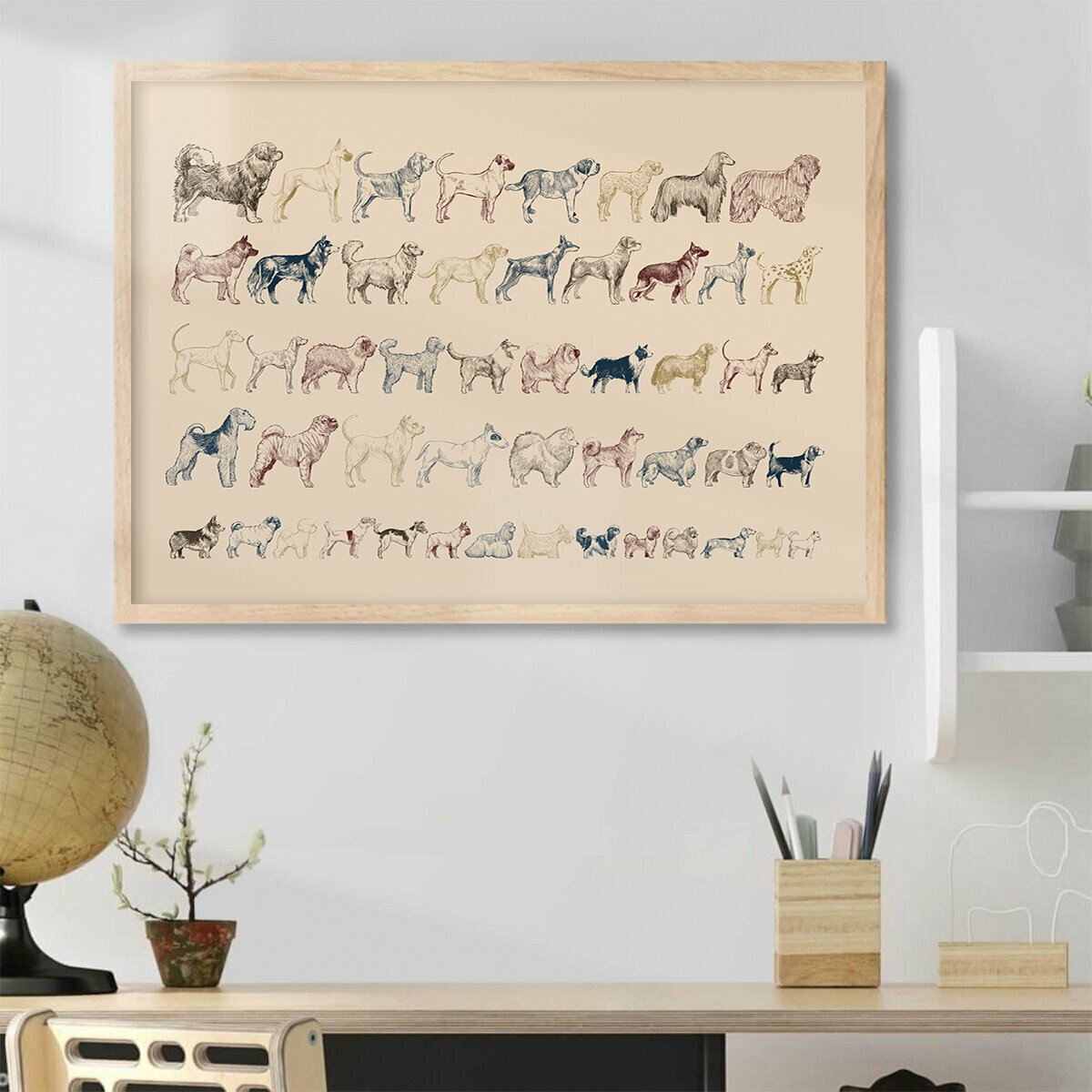 Постер "Собаки, породы собак" без рамы 40x50 см на стену для интерьера