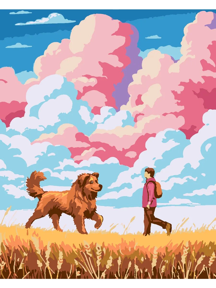 Картина по номерам "Собака и человек", 40x50 см, холст на подрамнике, акриловые краски