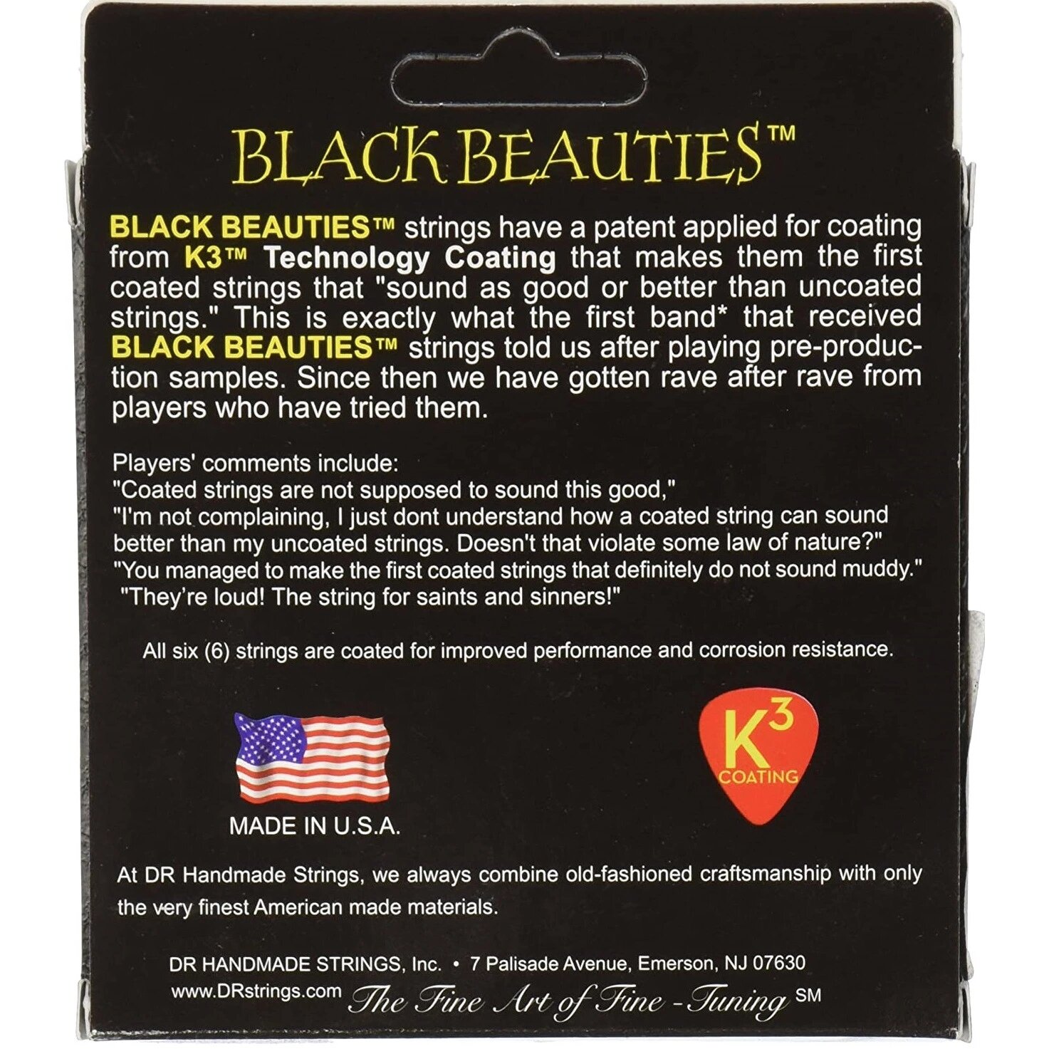 Струны для акустической гитары DR String BKA-12 BLACK BEAUTIES
