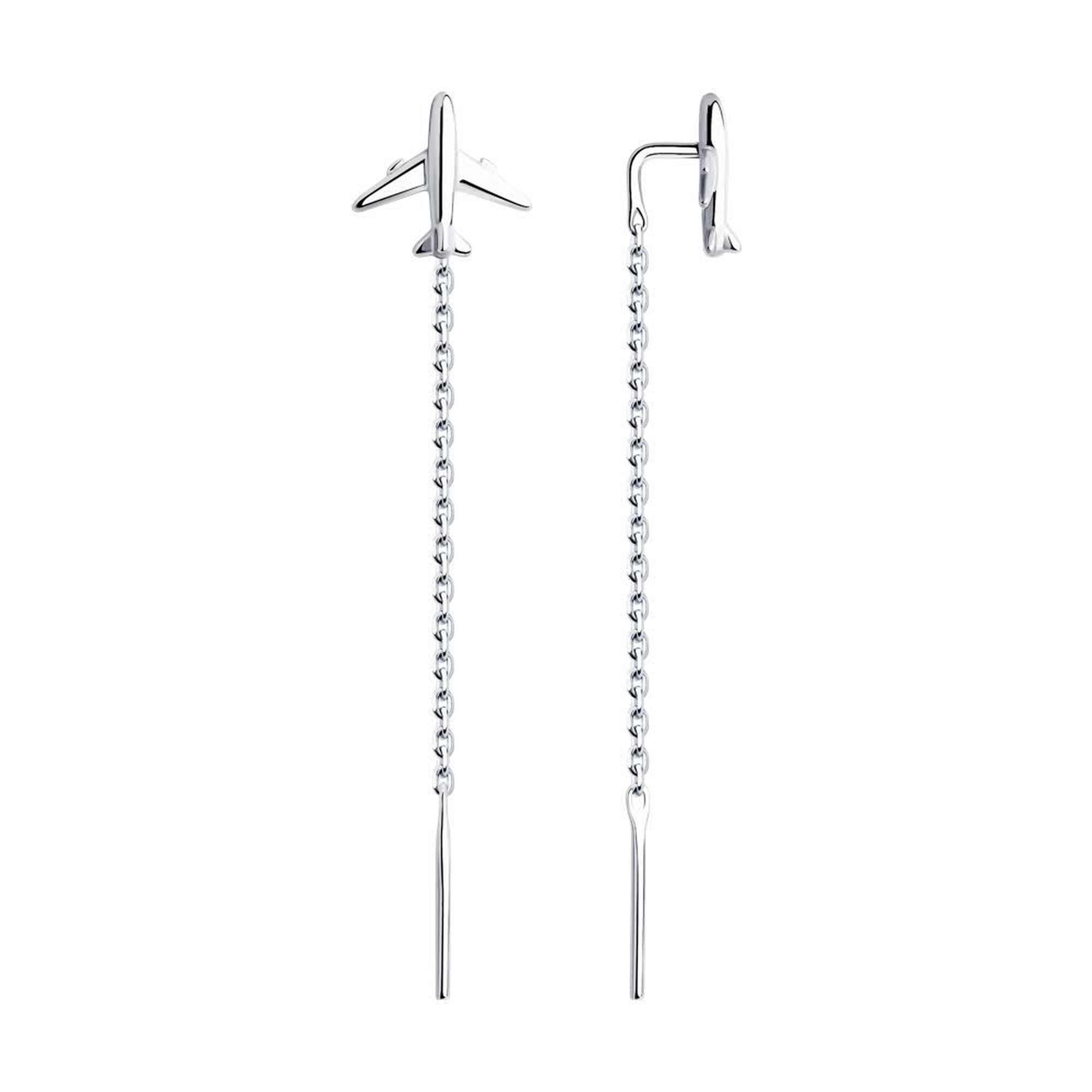 Серьги цепочки, серебро, 925 проба, родирование