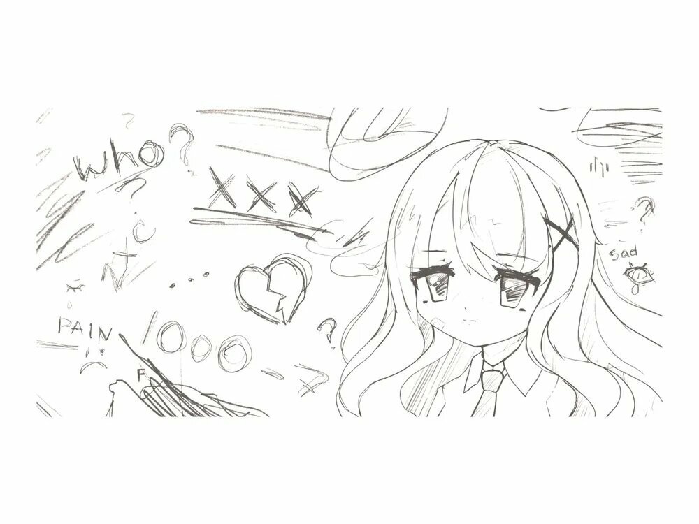 Custom Made Игровой коврик для мыши Fisprct_Sad, XXL, черный, белый