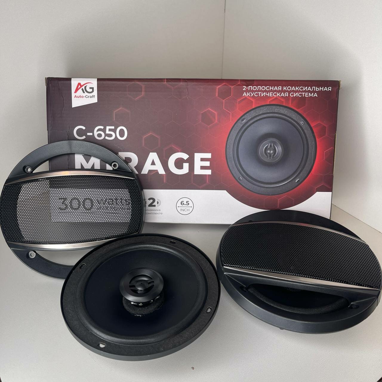 Автомобильные колонки Auto-Graff C-650 Mirage, 300Вт (6.5 дюйм). автомобильные динамики 2-х полосные