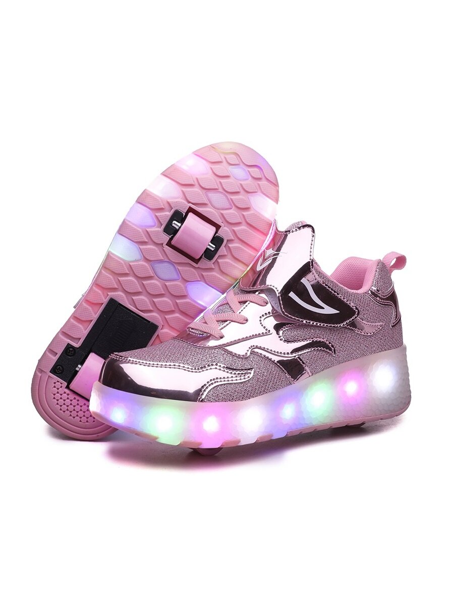 Детские светодиодные роликовые туфли для катания на роликах с двойными колесами для мальчиков и девочек