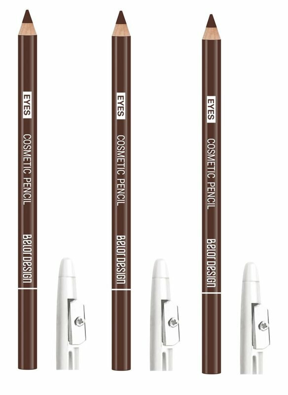 Карандаш для глаз BelorDesign косметический контурный, тон 2 коричневый, 3 шт